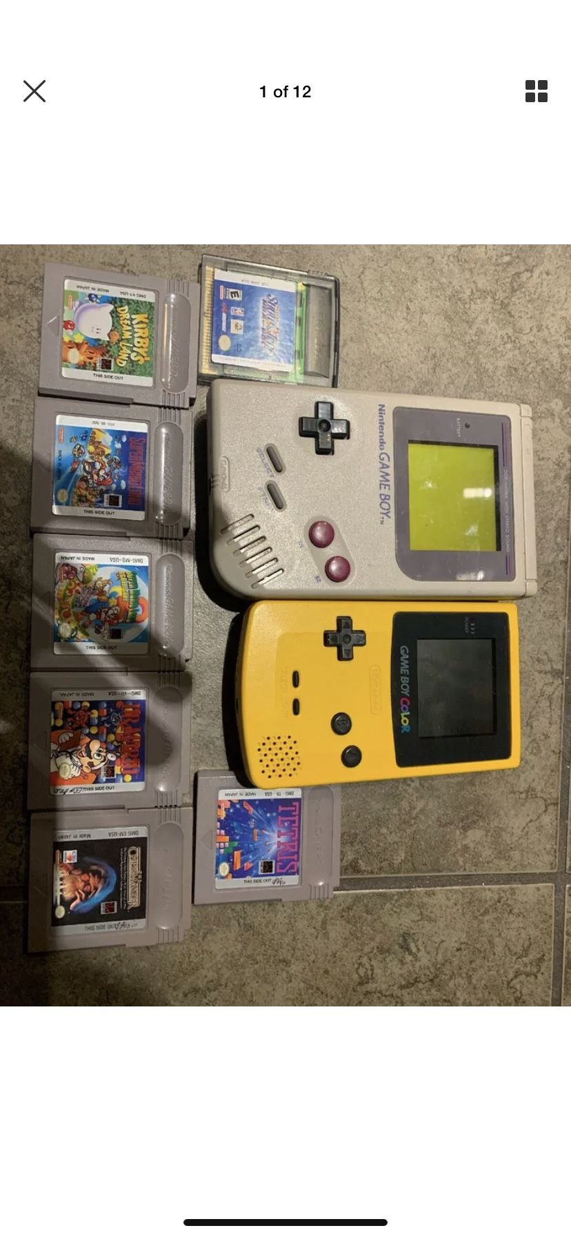 original nintendo gameboy And Yellow Gameboy Color 7 Game Bundle. Mario ...