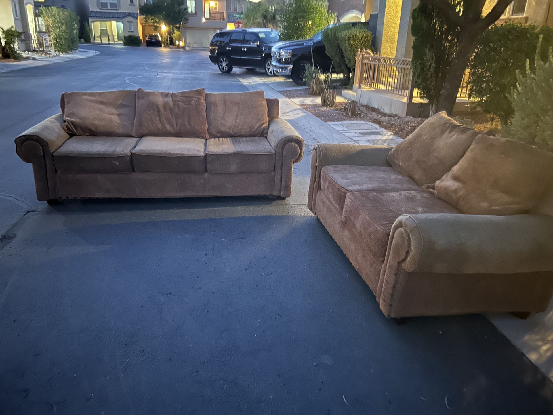 2 Tan sofas W/Pillows for Sale in Las Vegas, NV - OfferUp