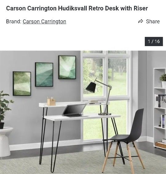 Carson Carrington Hudiksvall Retro Desk with Riser, White for Sale in ...