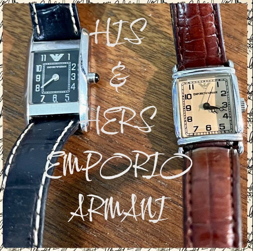 HIS & HERS EMPORIO ARMANI LEATHER BAND 50 Meter CLASSIC WATCHES: Brown ...
