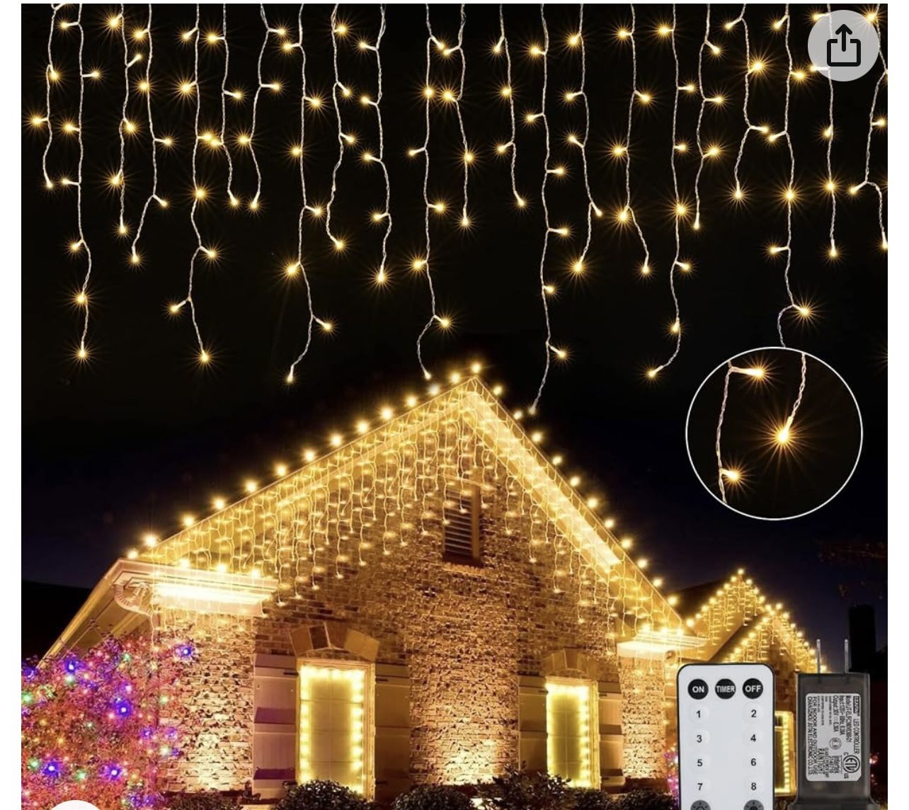 Brightown Christmas Icicle Lights Outdoor, 66 Feet for Sale in Santa Fe ...