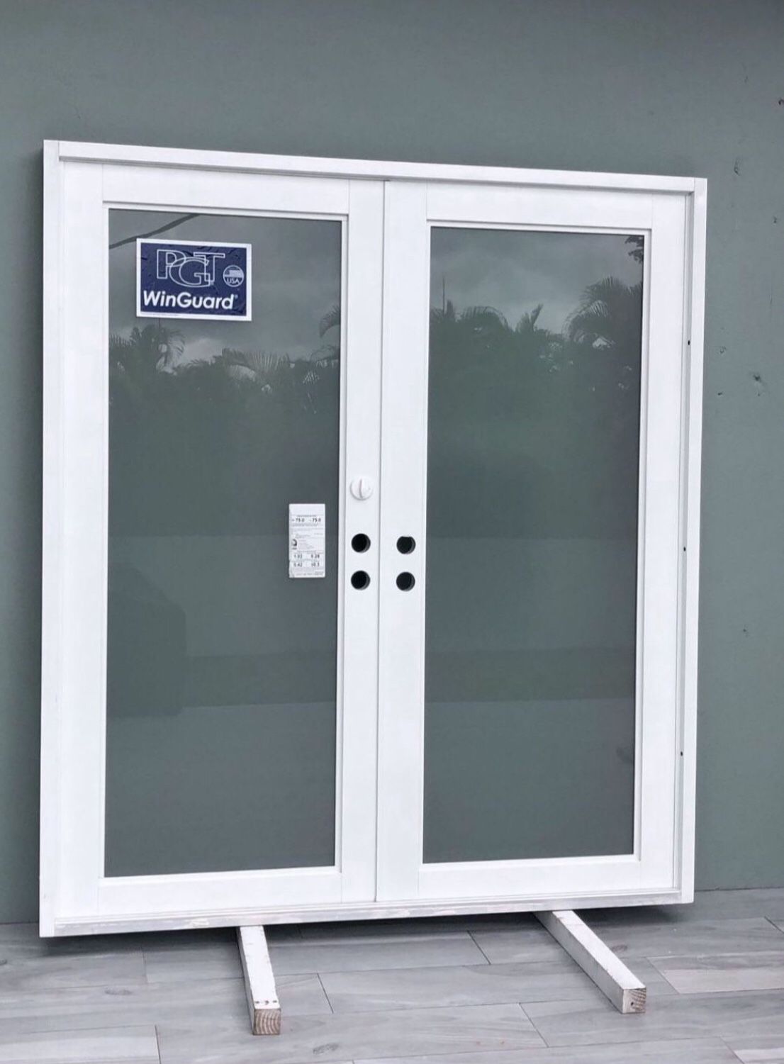 PGT 71.75 X 80.75 Impact French Door Aluminum Low E / Frosted Privacy ...