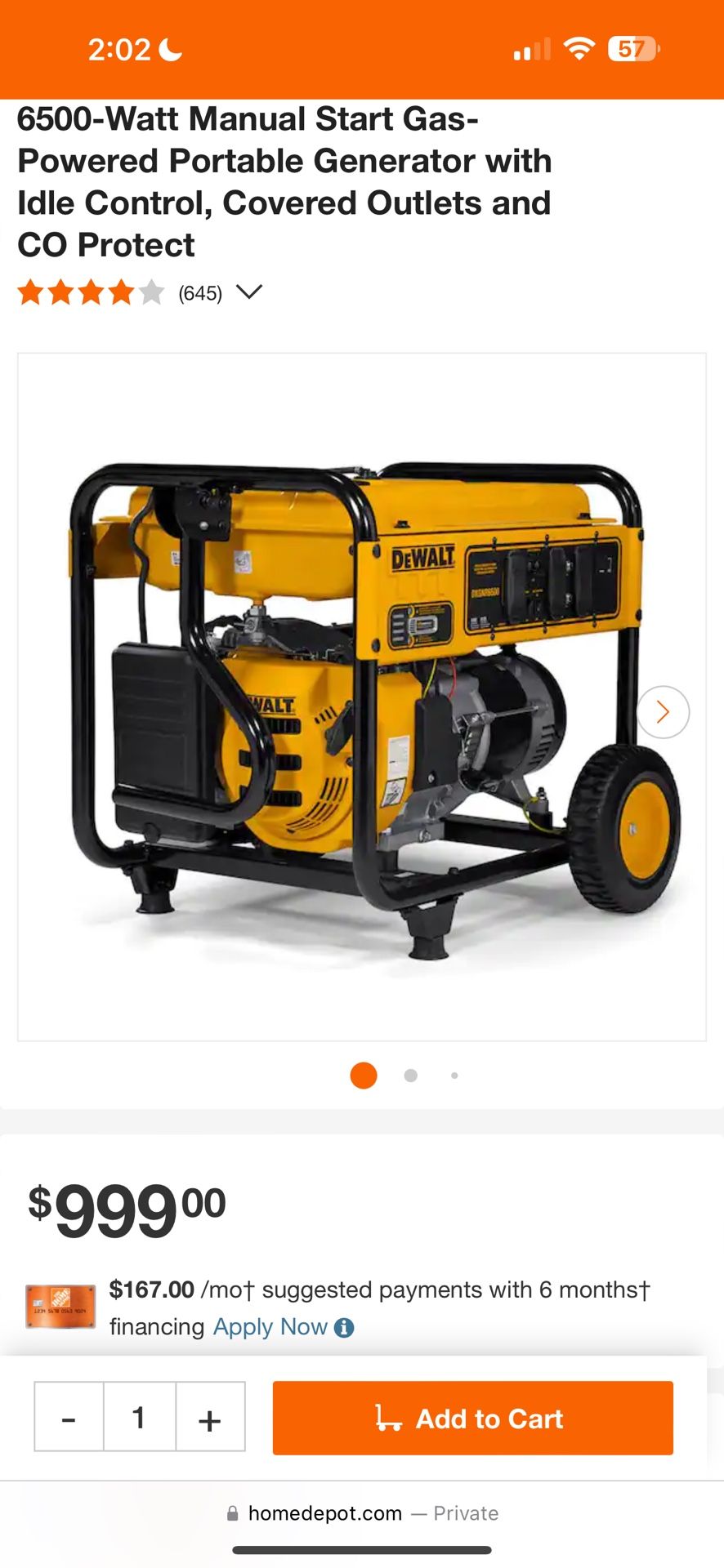 DeWALT - DXGNR6500 | 6500-Watt Manual Start Gas-Powered Portable ...