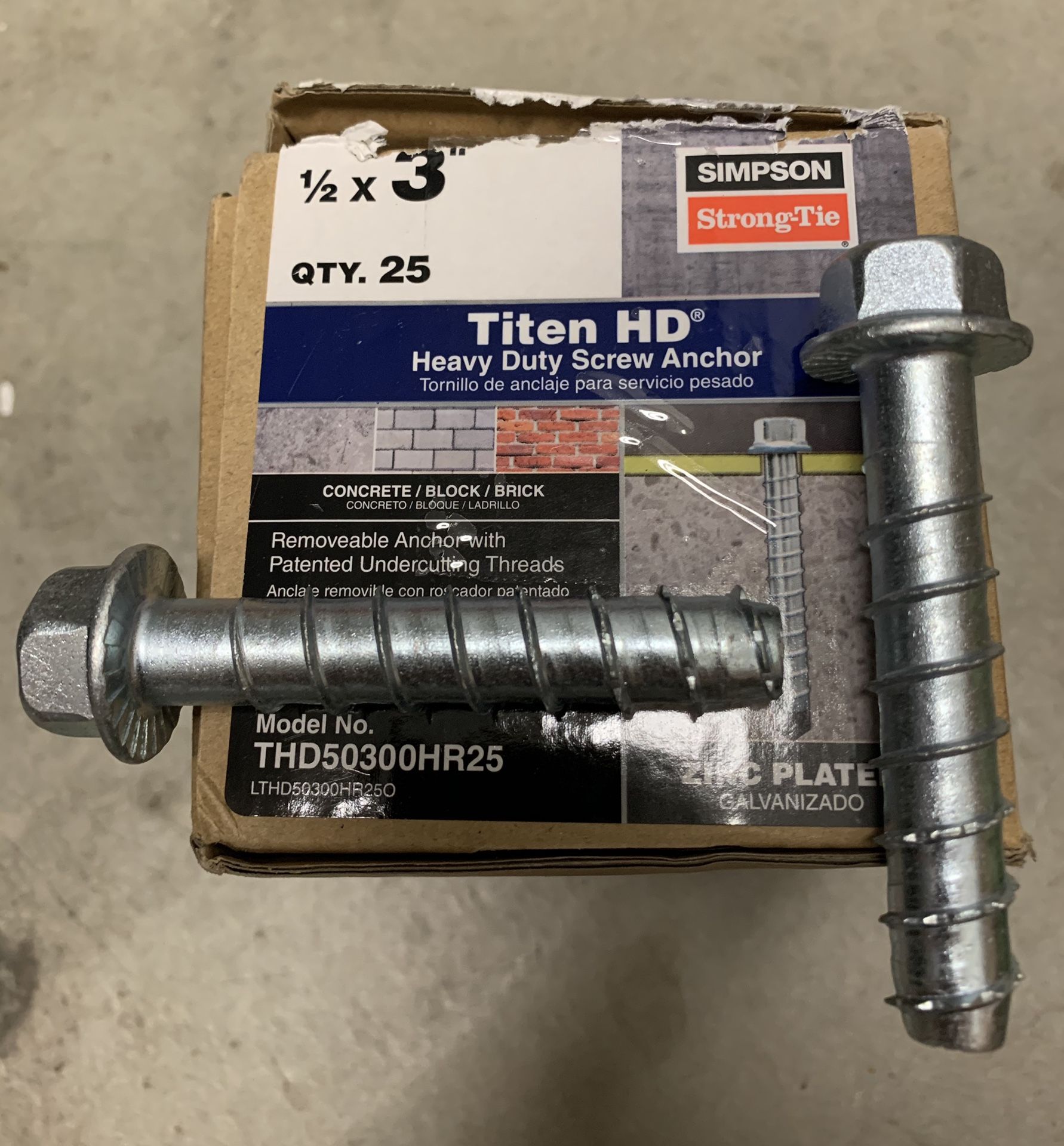 Simpson strong tie titan HD screw anchor 1/2 x 3 in x25 pieces $30 for ...