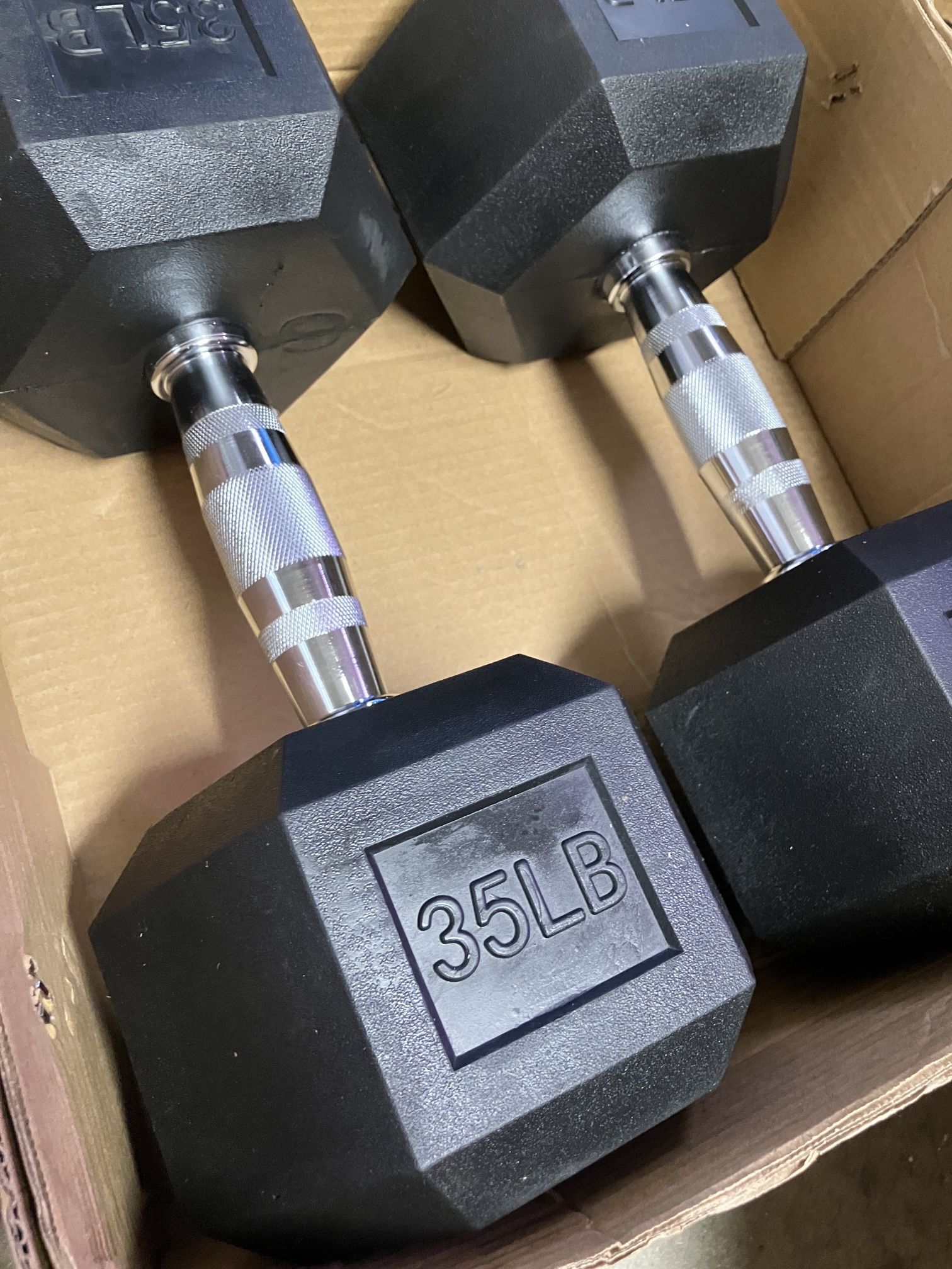 New 2 X 35 Lbs Hex Dumbbells, Rubber Encased, BalanceFrom Fitness for ...