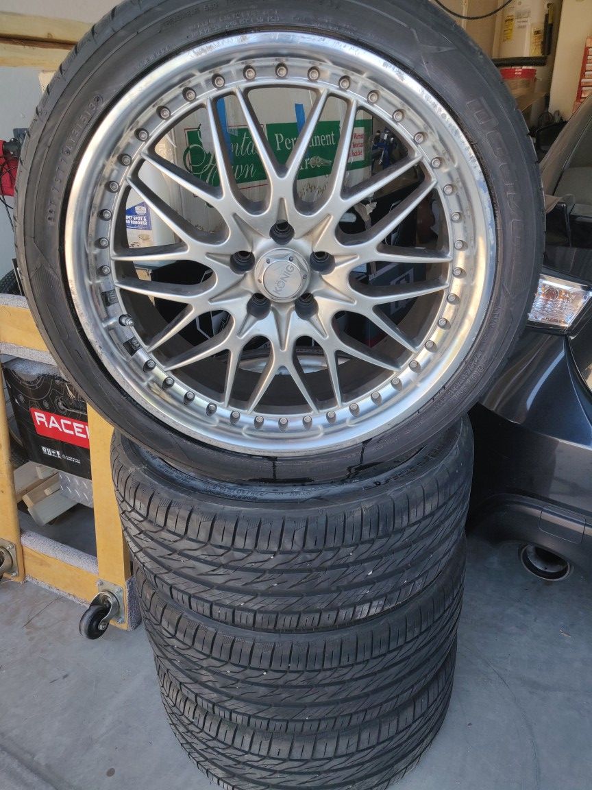 Nitto Motivo 225/40/ZR18 tires (four) and Konig Wheels for Sale in ...