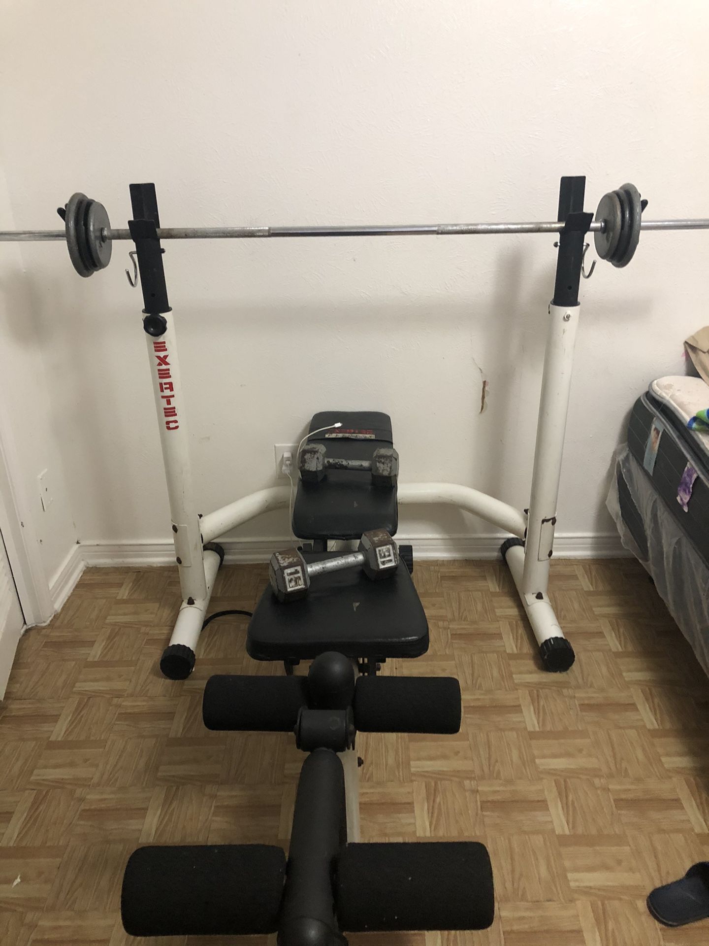 EXERTEC home gym bench with weight for Sale in Dallas, TX - OfferUp