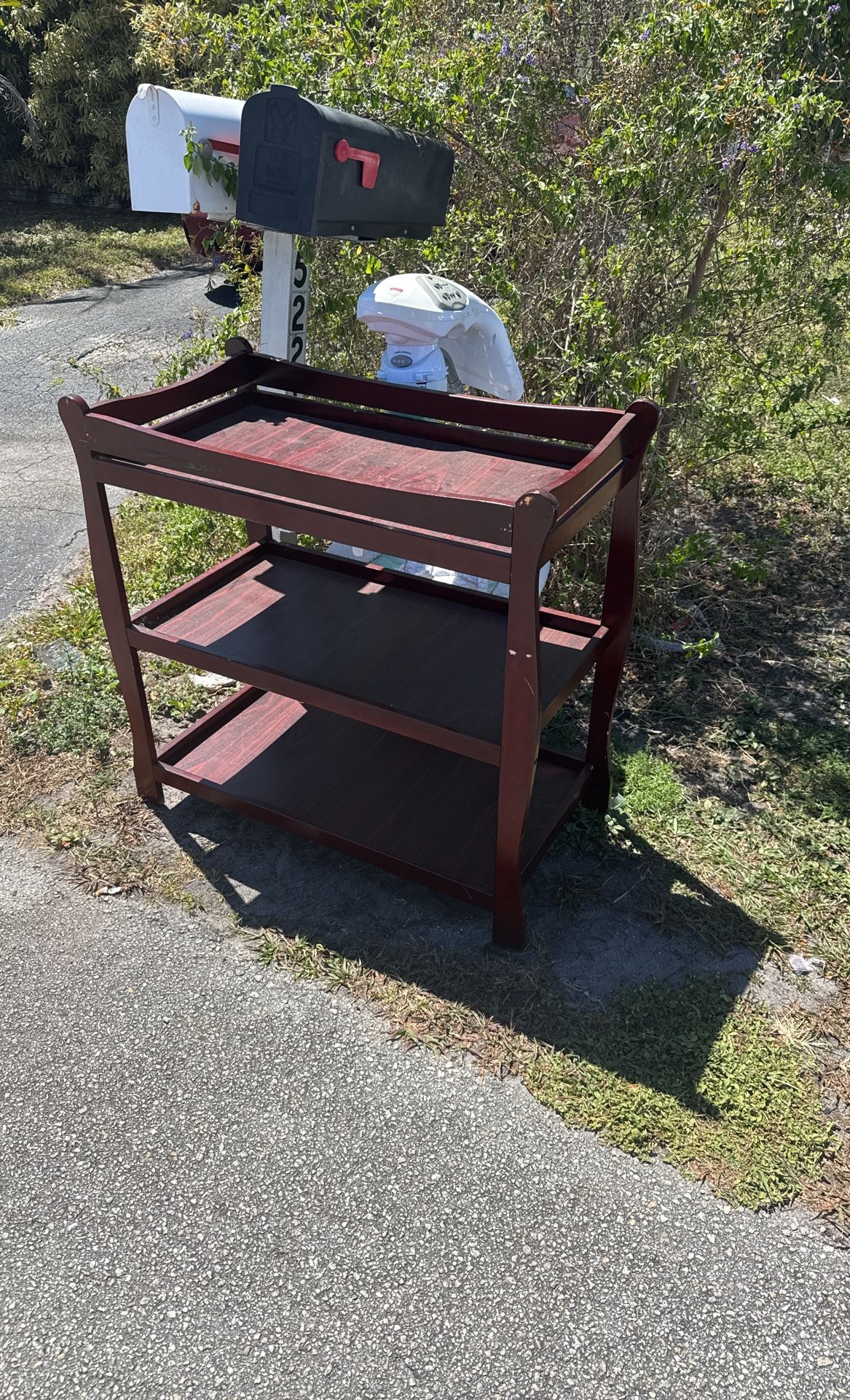 Free cherry wood, baby changing table and storage for Sale in Oakland ...