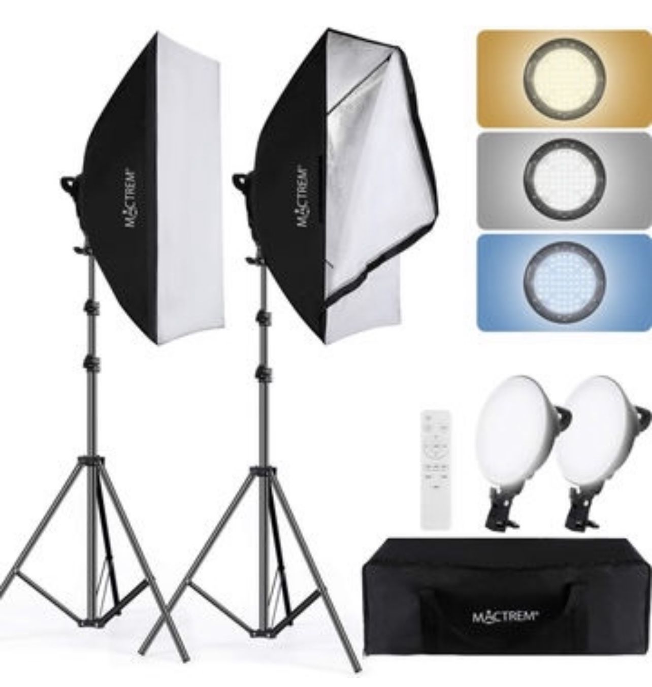 MACTREM E27 Softbox Photography Fill Lighting Kit 50W 3000-6500K Eith ...