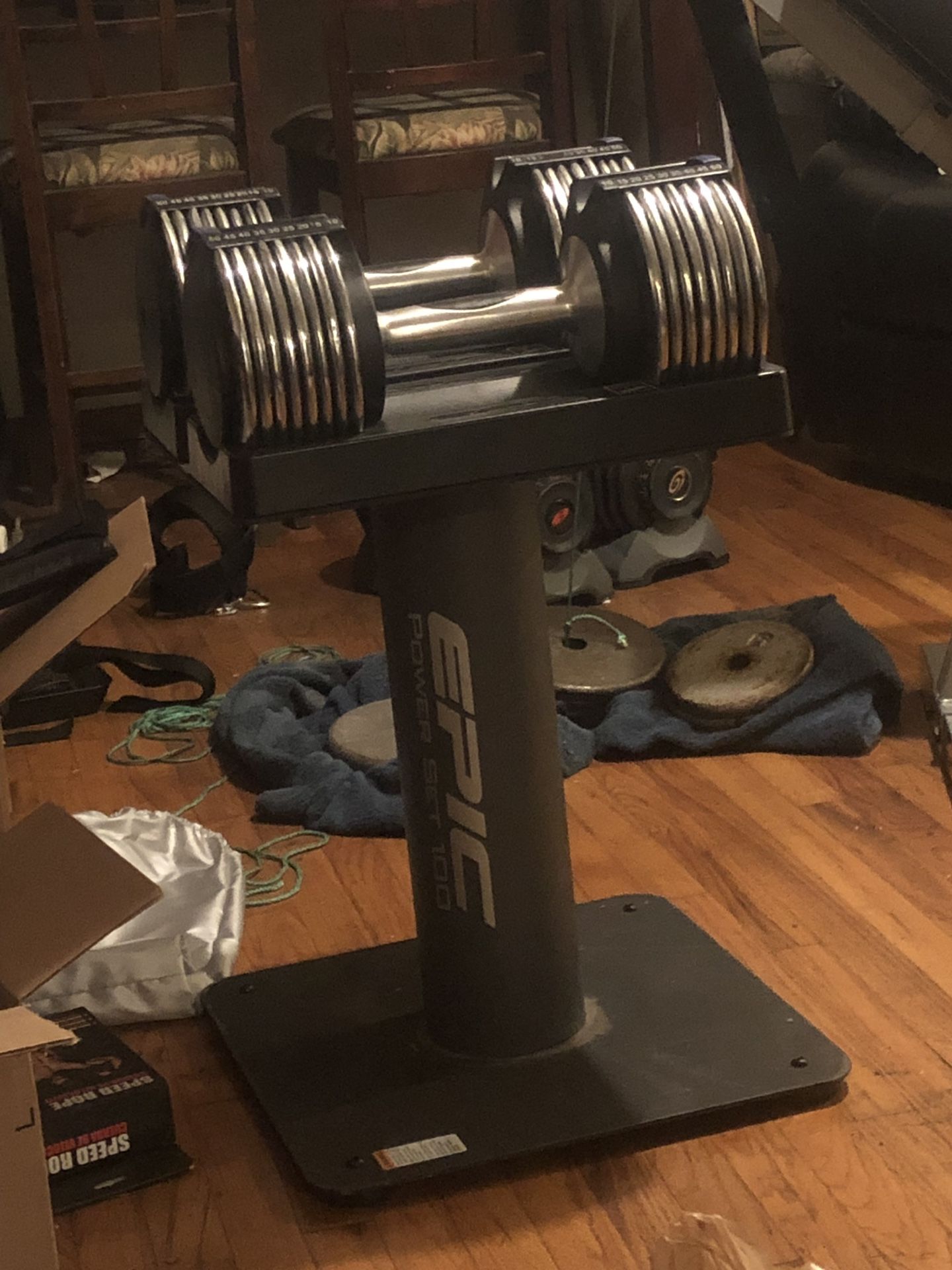 Epic Power Set 100 Space Saver Weights 10-50 lbs adjustable dumbbells ...