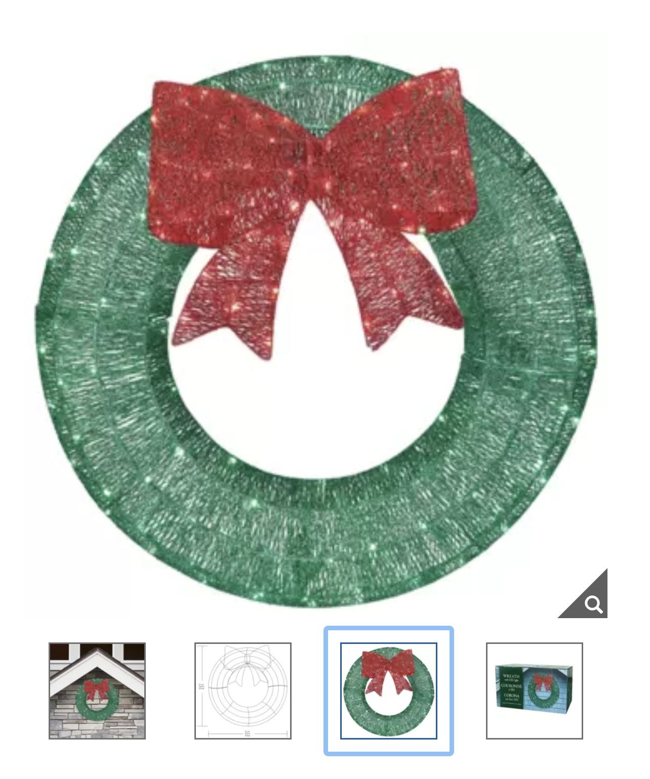 3ft (91.4cm) Christmas Glitter String Wreath with 150 LED Lights for ...