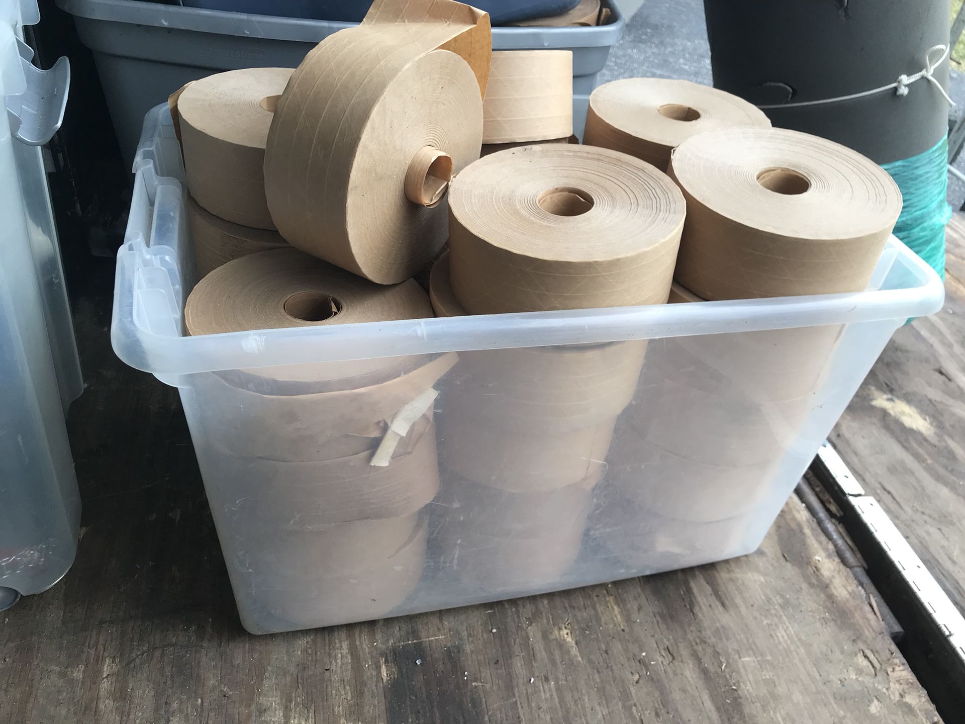 4 big bins of gummed paper tape average 24 rolls of gummed paper tape ...