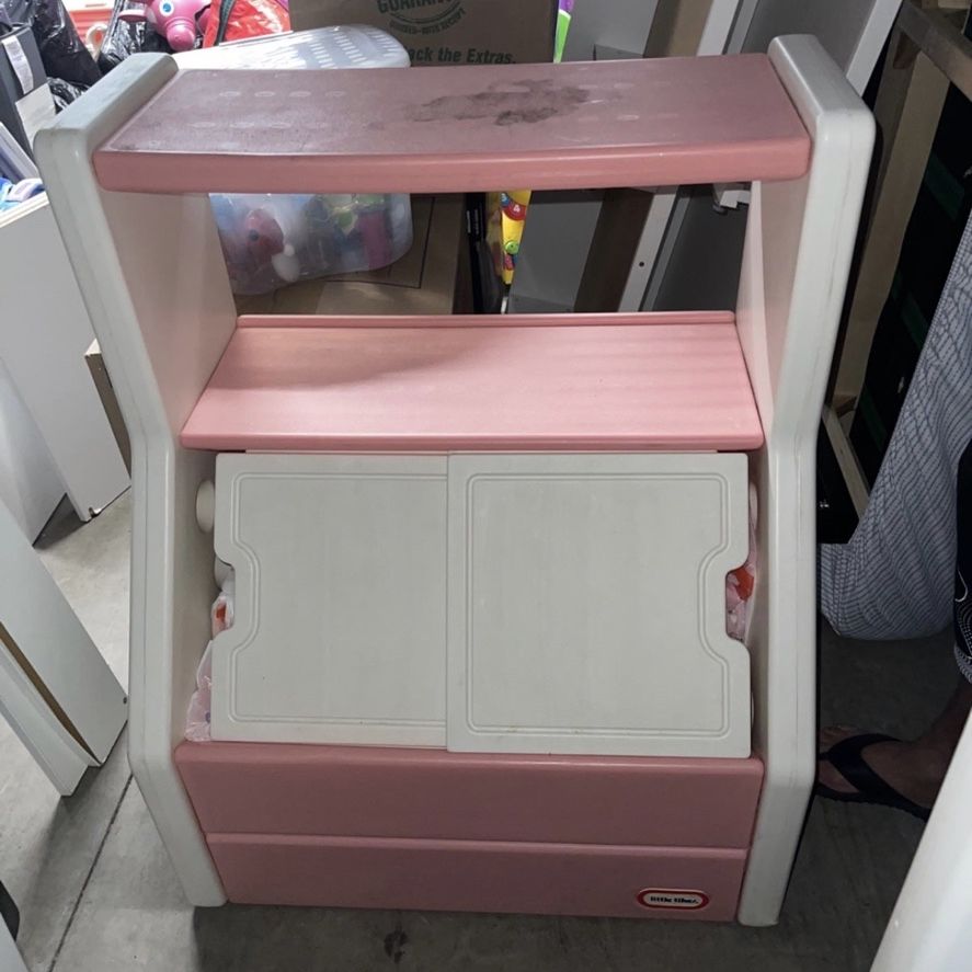 Little tikes pink toy box with bookshelf store