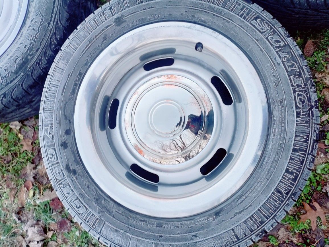 Original GM Chevy Rally Wheels With Caps Tires Rings Five Lug for Sale ...