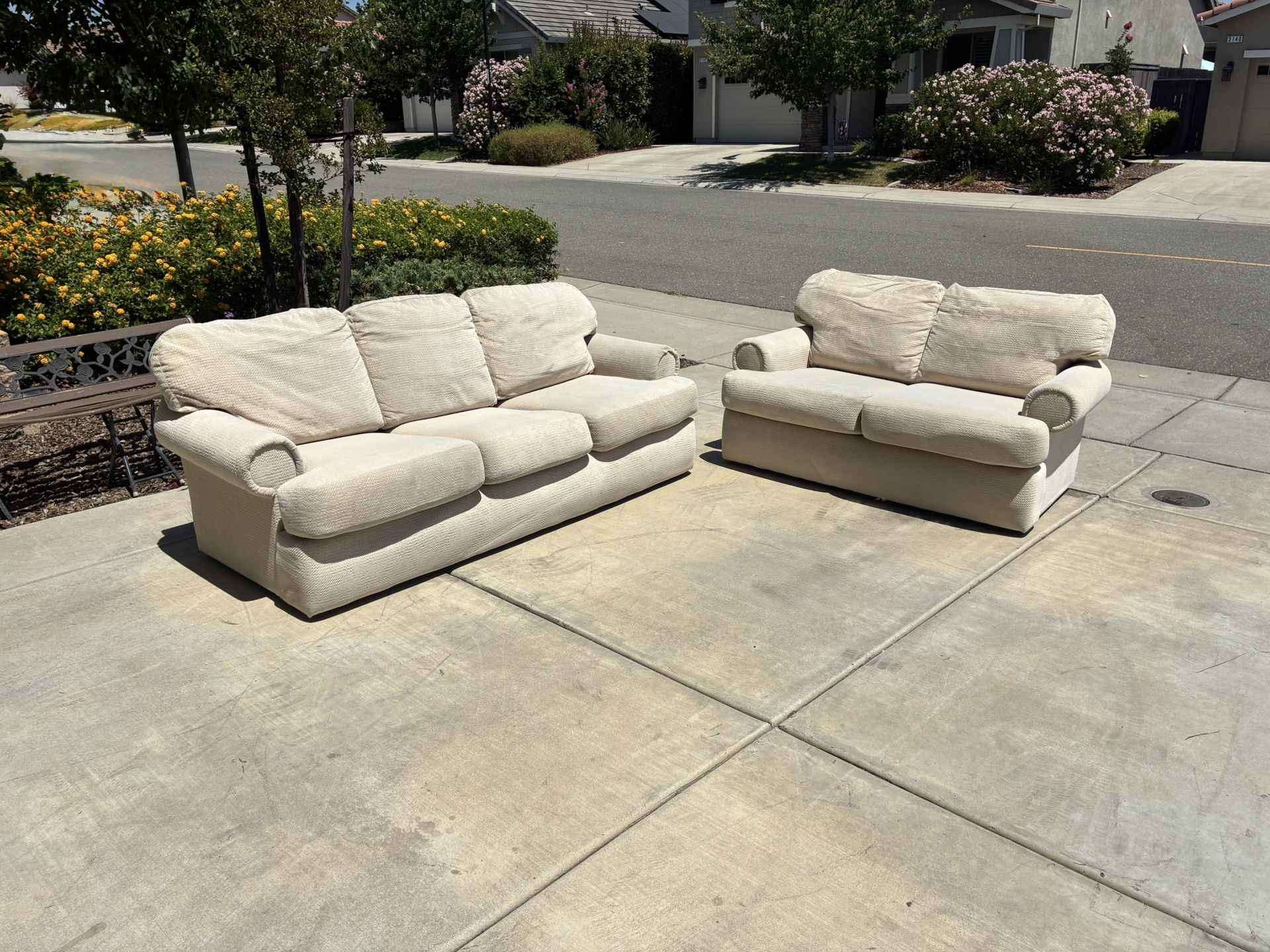 Clean & Comfy Tan Couch + Loveseat Set for Sale in Rocklin, CA - OfferUp