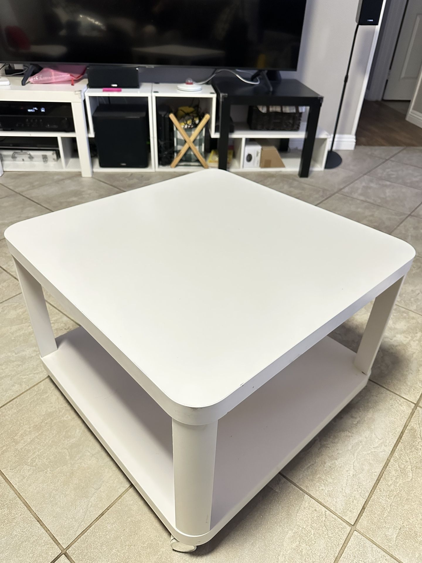 Two IKEA Side table on casters, white, 19 5/8x19 5/8 "&25x25 for Sale ...