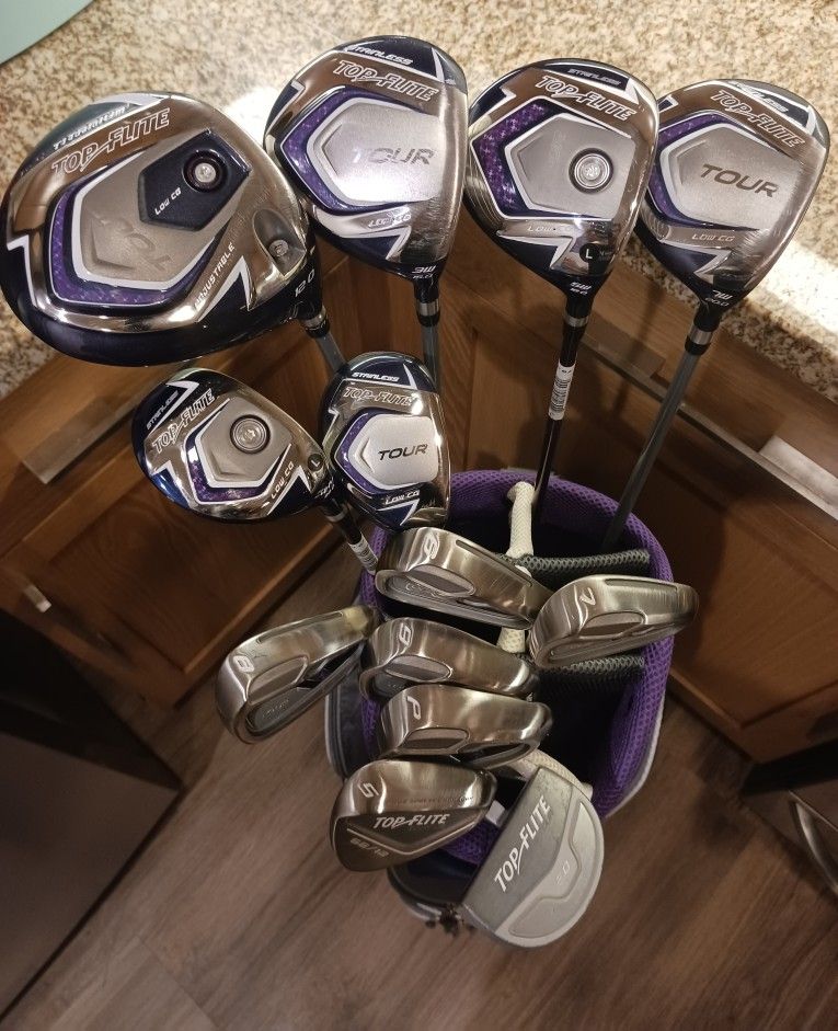 Ladies Golf Clubs TOP FLITE Tour Stainless Complete Set Graphite Right ...