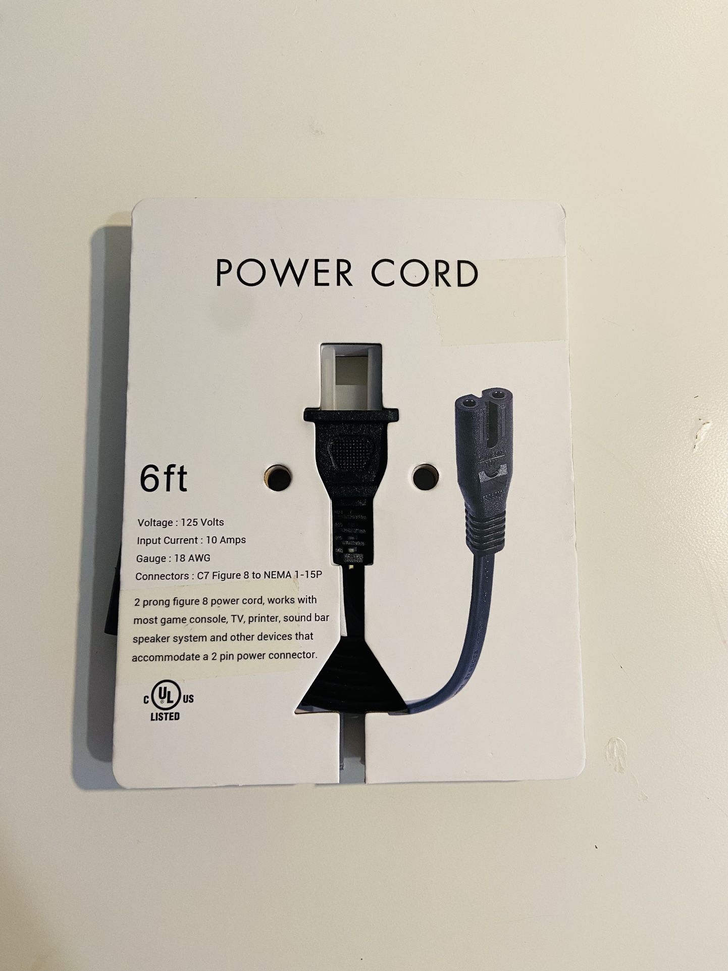 2 Prong Figure 8 Power Cord Cable (6ft) for Sale in San Diego, CA - OfferUp
