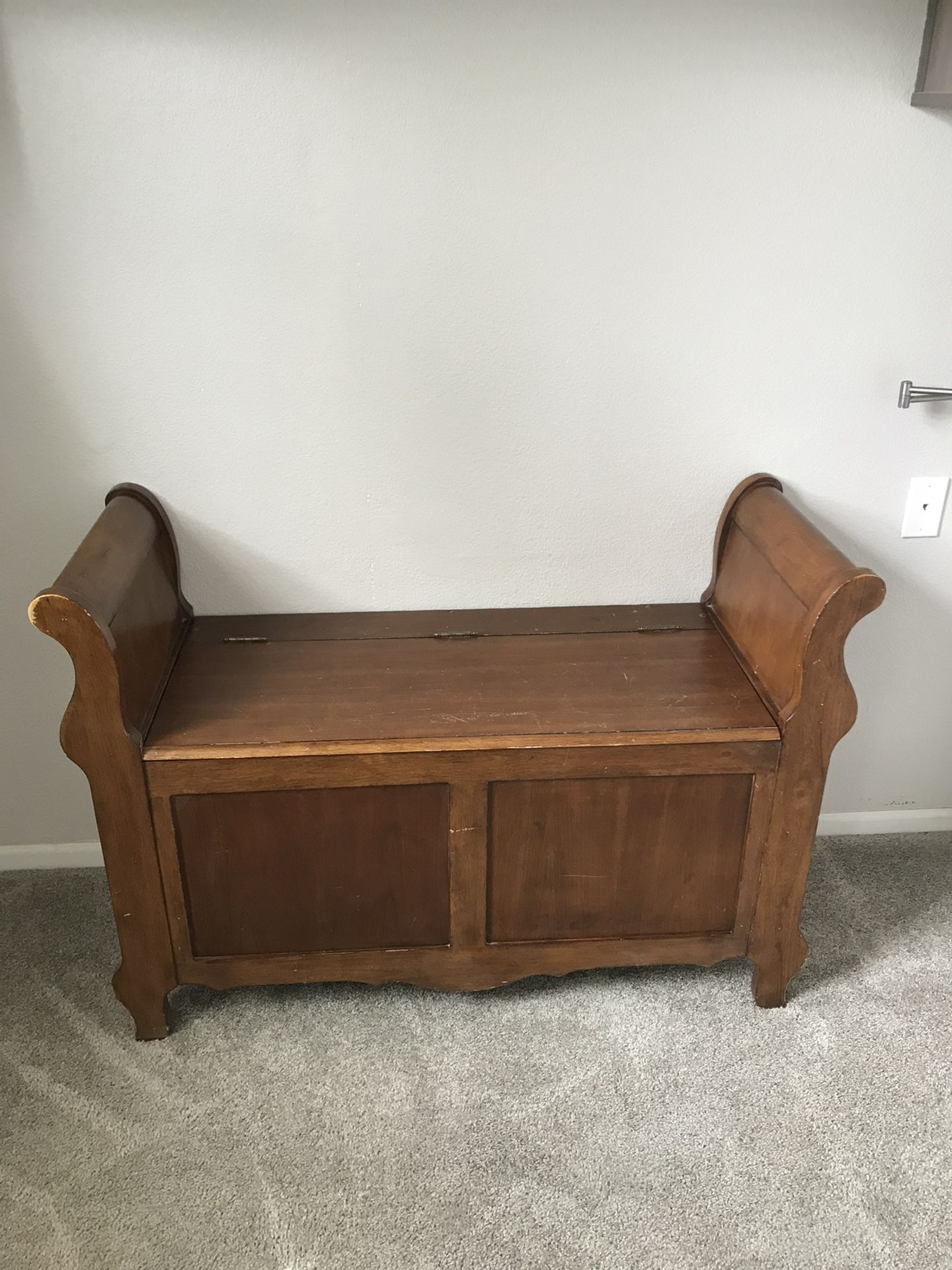 mid century Walnut bed bench with storage heavy amazing quality matches ...