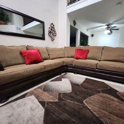 Bernhardt Foster Leather and Fabric Sectional. for Sale in Fontana CA OfferUp