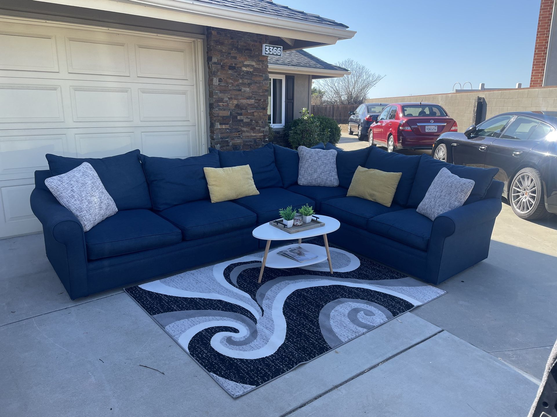 Large 12ft Beautiful Blue Sectional Couch Sofa - Delivery Available ...