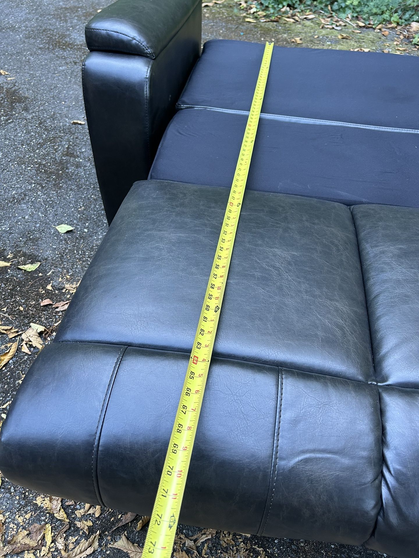Compact Black Leather ish Couch / Hide A Bed Sofa for Sale in Lynnwood ...