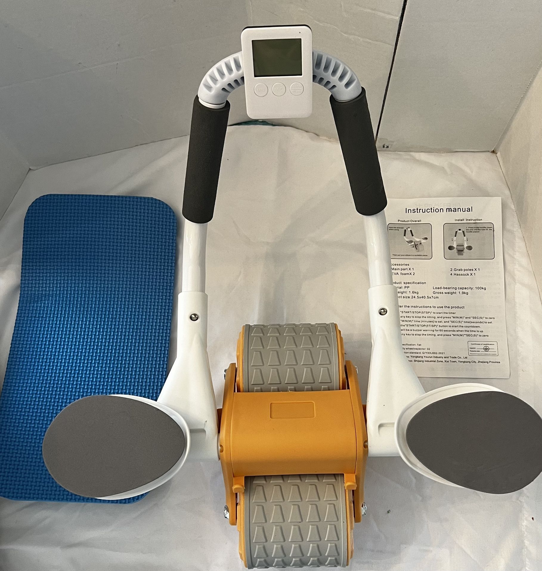 Ab Roller Wheel with Knee Mat &Timer, Automatic Rebound Abdominal Wheel ...