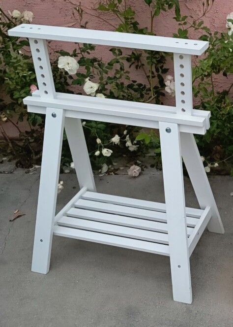IKEA 801.500.95 FINNVARD Adjustable Trestle with shelf MITTBACK Stand ...