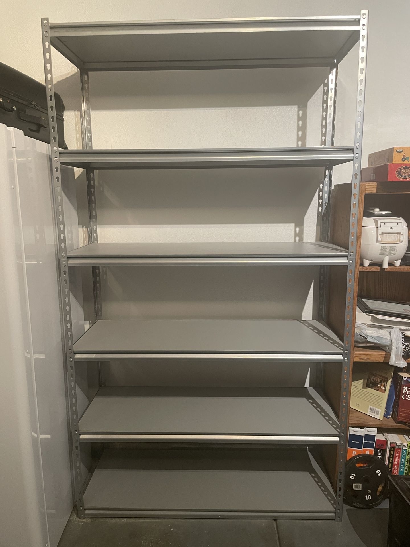 Industrial Six Shelves Adjustable Metal Rack Wood Shelves for Sale in ...