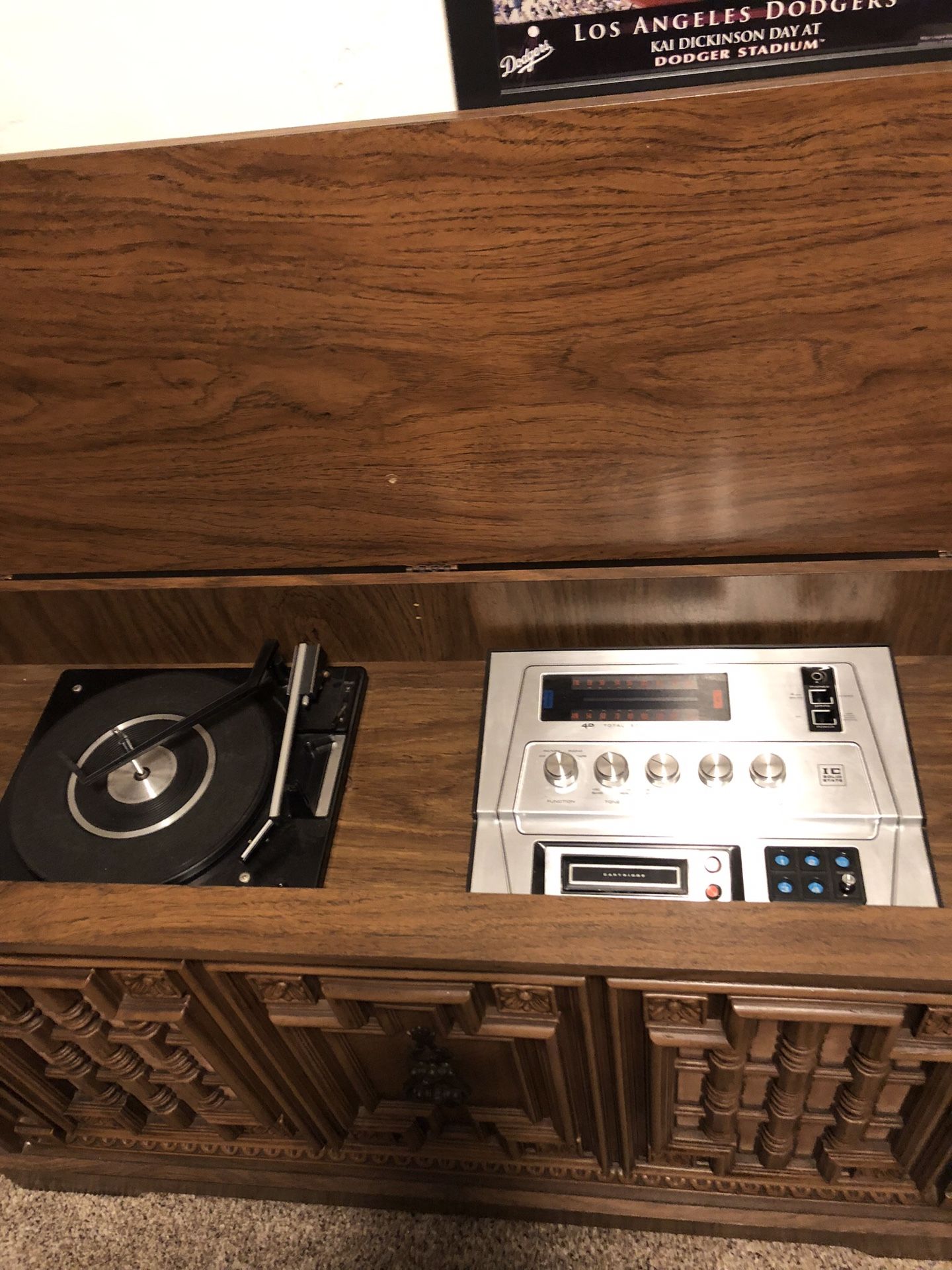 Mid Century Stereo Console LP Record Player, 8 Track, Radio in a ...