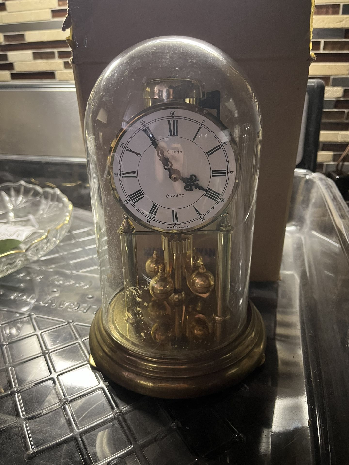 vintage Kundo quartz anniversary clock with a glass dome for Sale in ...