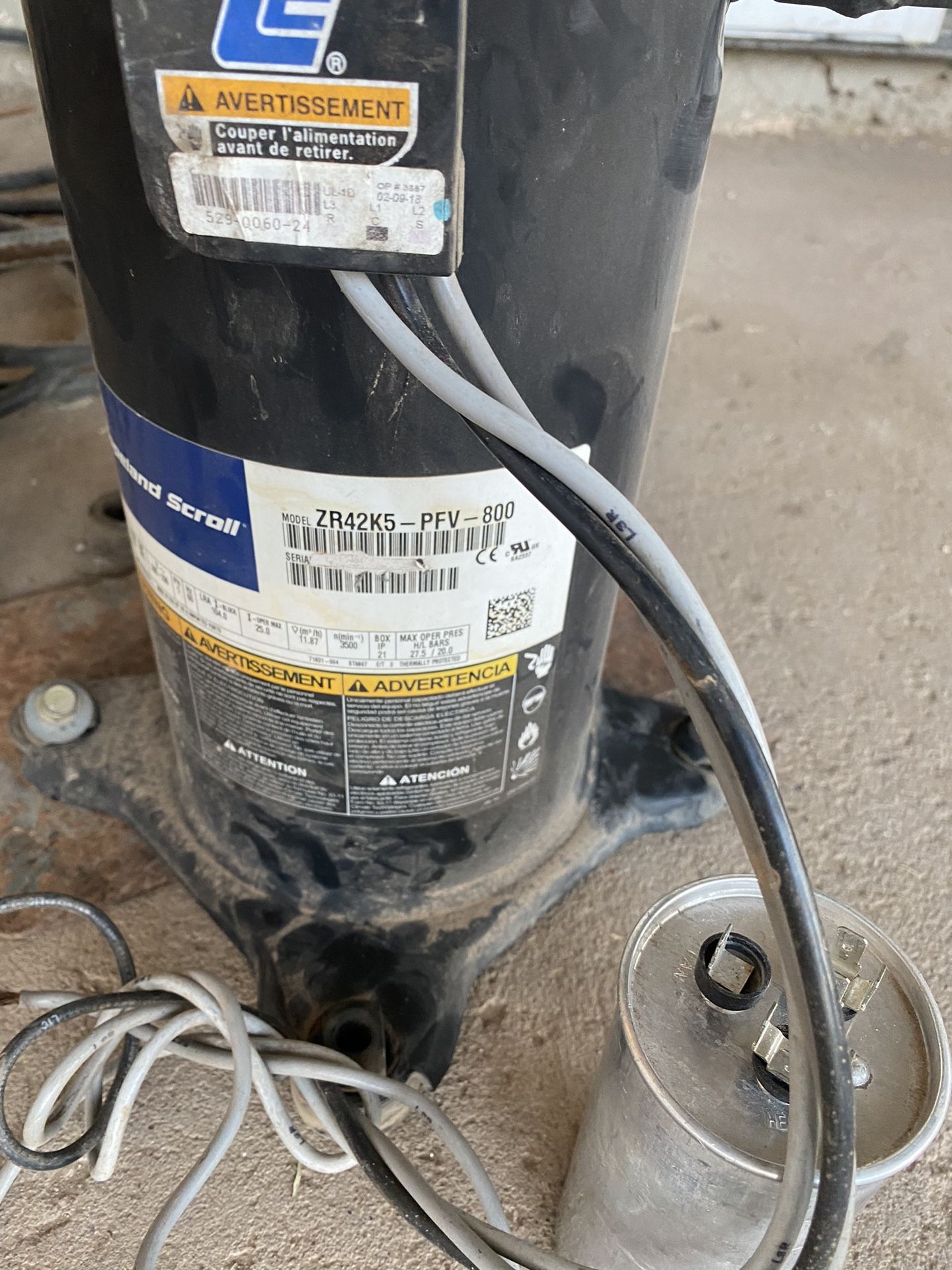 ZR42K R22 COMPRESSOR RESIDENTAIAL RUN CAPACITOR N PLUG JNCLYDED for ...