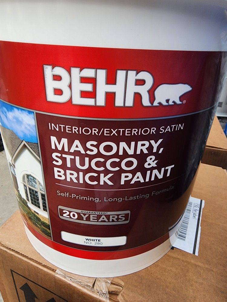 Behr 5 gallon White Blanco Satin Interior / Exterior Paint (New) for ...