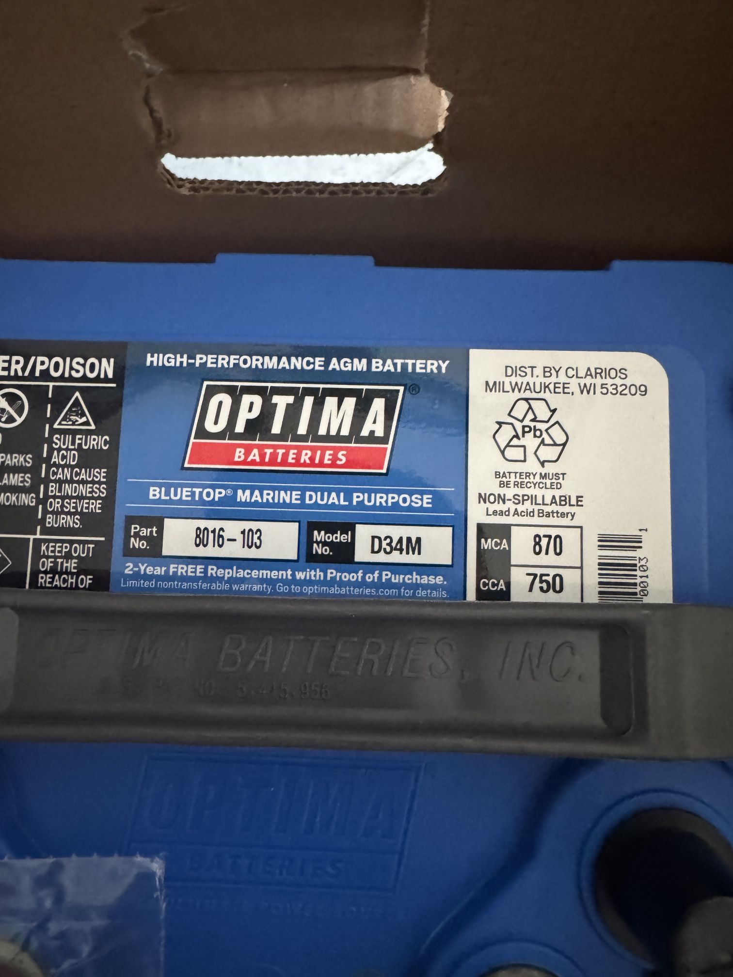Optima Blue Top Battery New for Sale in Laguna Hills, CA - OfferUp