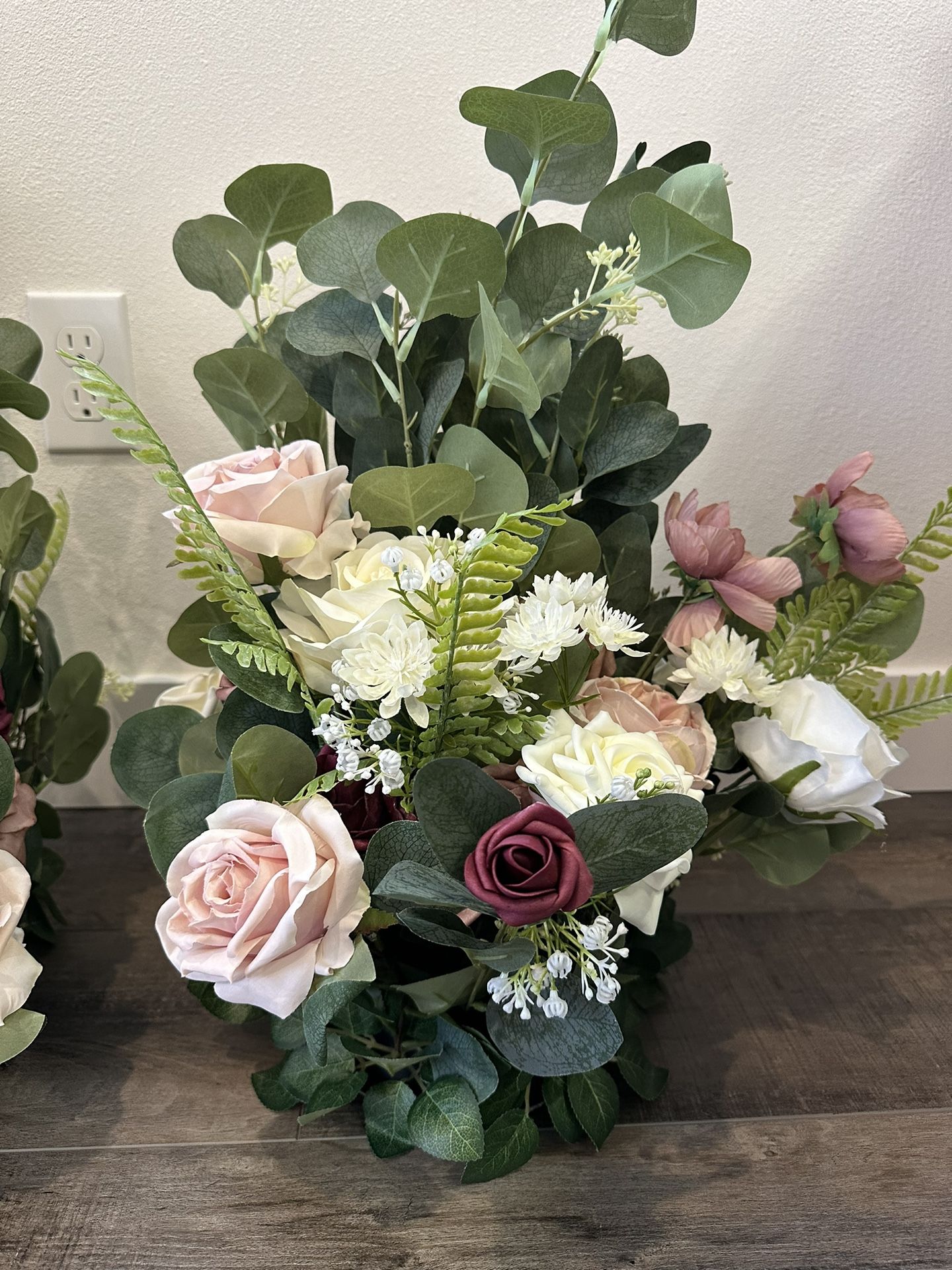 Wedding Floral - Faux Free-Standing Flower Arrangements in Dusty Rose ...