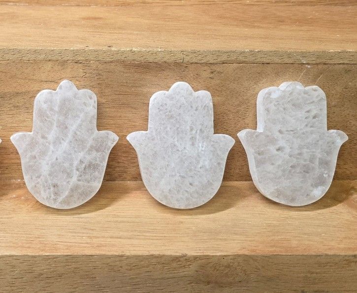 3pc Set Selenite Small Hamsa Hands, Handcrafted 60mm Fully Polished for ...