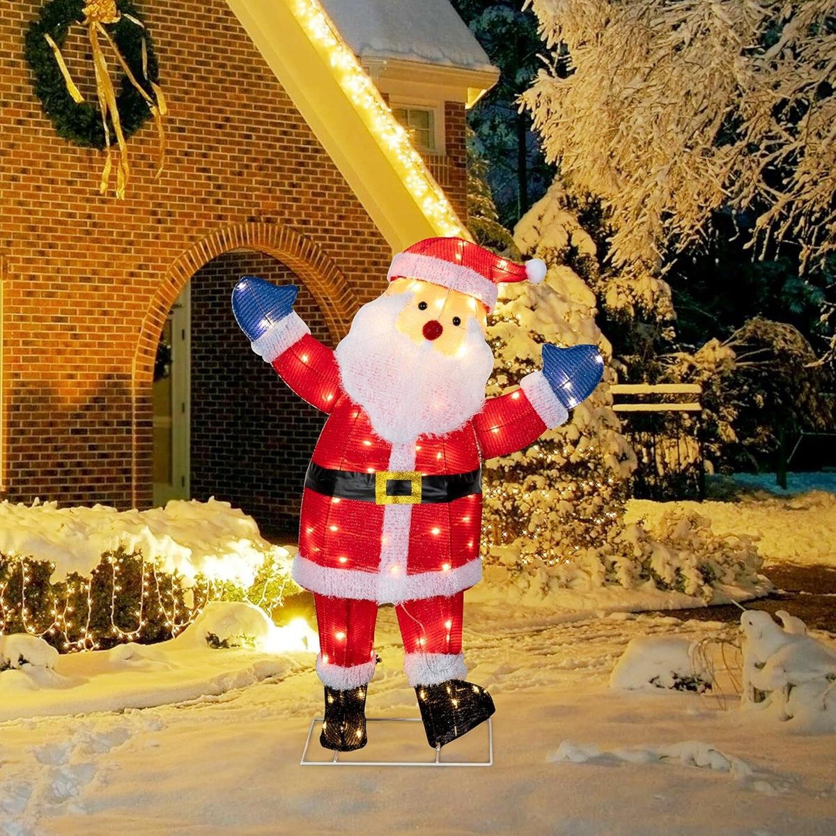 New Christmas Standing Santa Claus 3D Super Large Lighted Holiday ...