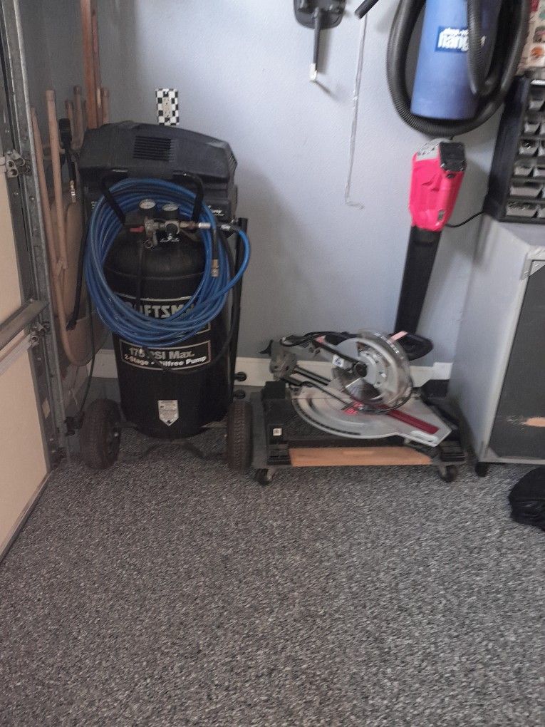 Air Compressor And 10" Slide Compound Miter Saw for Sale in Los Banos ...