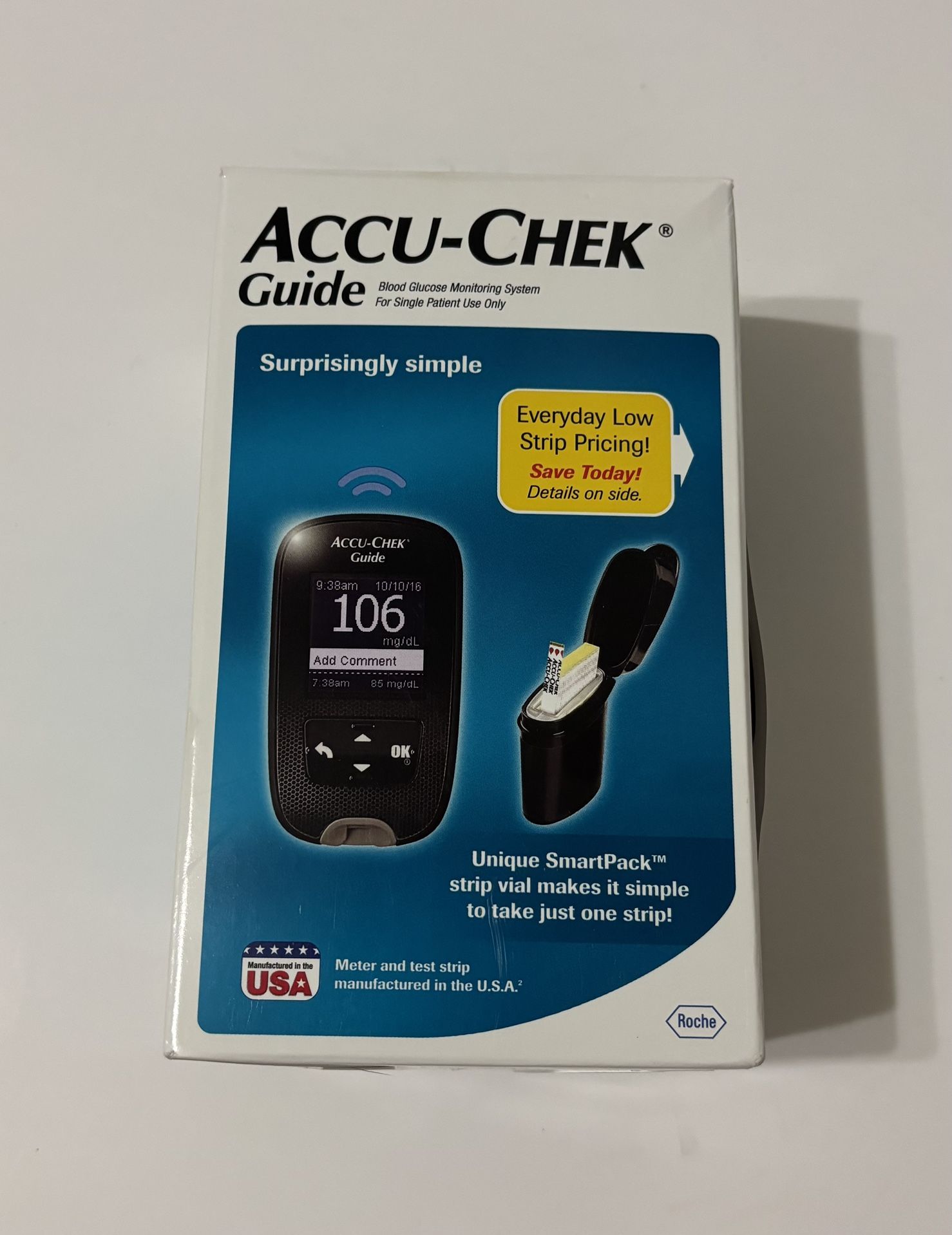 Accu-Chek Guide Meter TESTED AND WORKS. In box with original paperwork ...