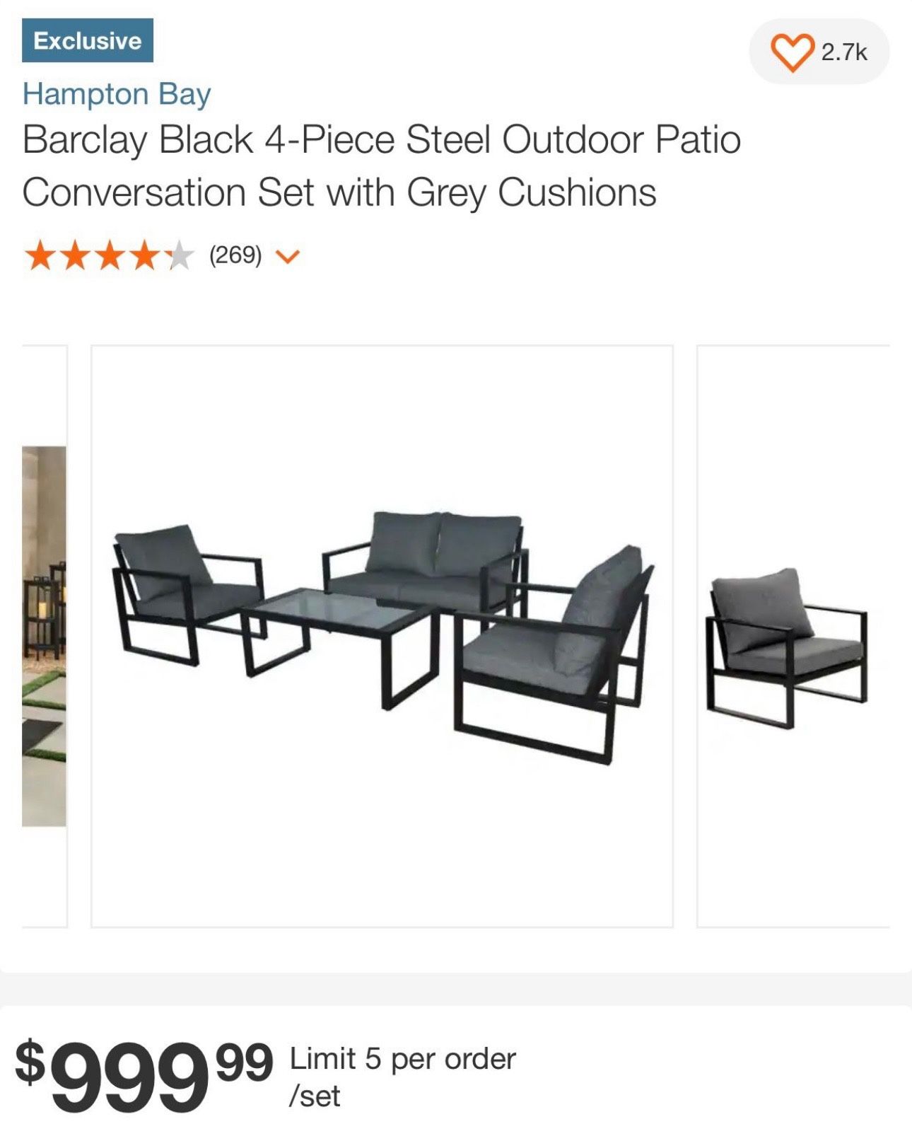 Hampton bay barclay patio set store