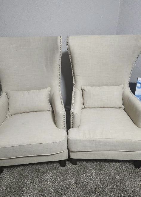 Ivory Wingback Linen Accent Chair Set for Sale in Desoto, TX - OfferUp