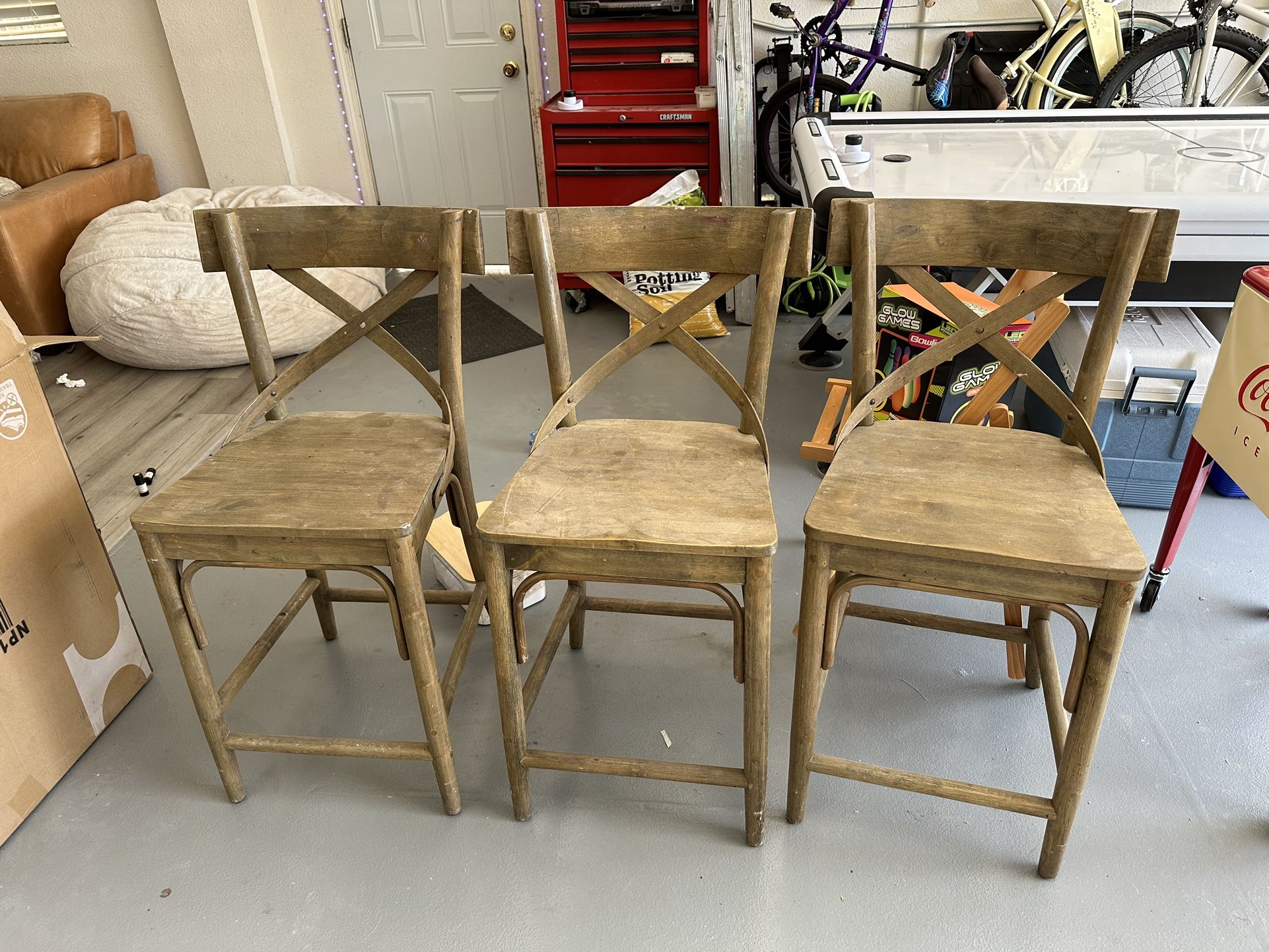 3 World Market Counter Wood Bar Stools Chairs for Sale in Walnut Creek ...
