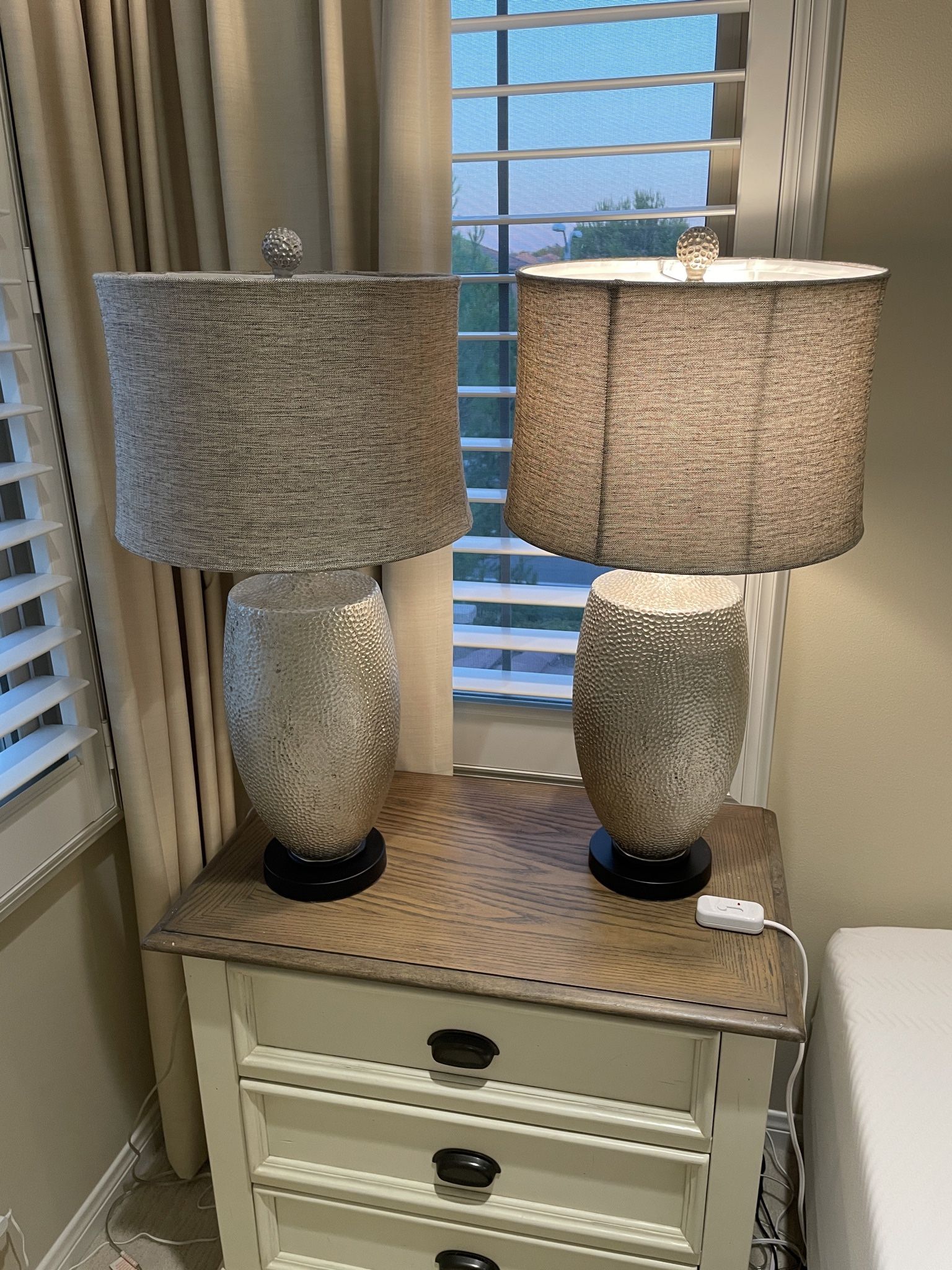 Set of 2 Oversized, Handmade, Textured, Vase-Shape Table Lamps (Base ...