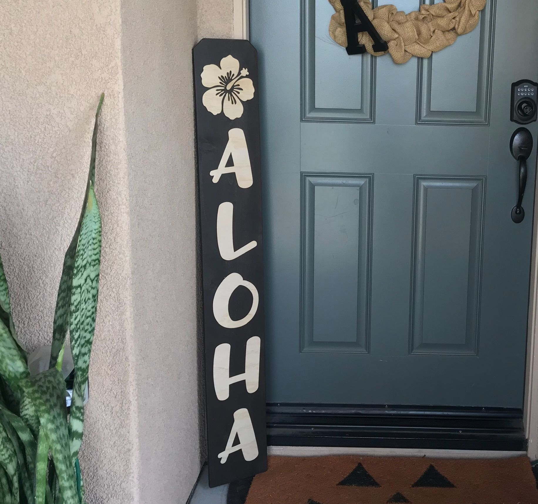 Wood welcome Aloha sign porch entry | Rustic | Farmhouse| Hawaiian | 3D ...