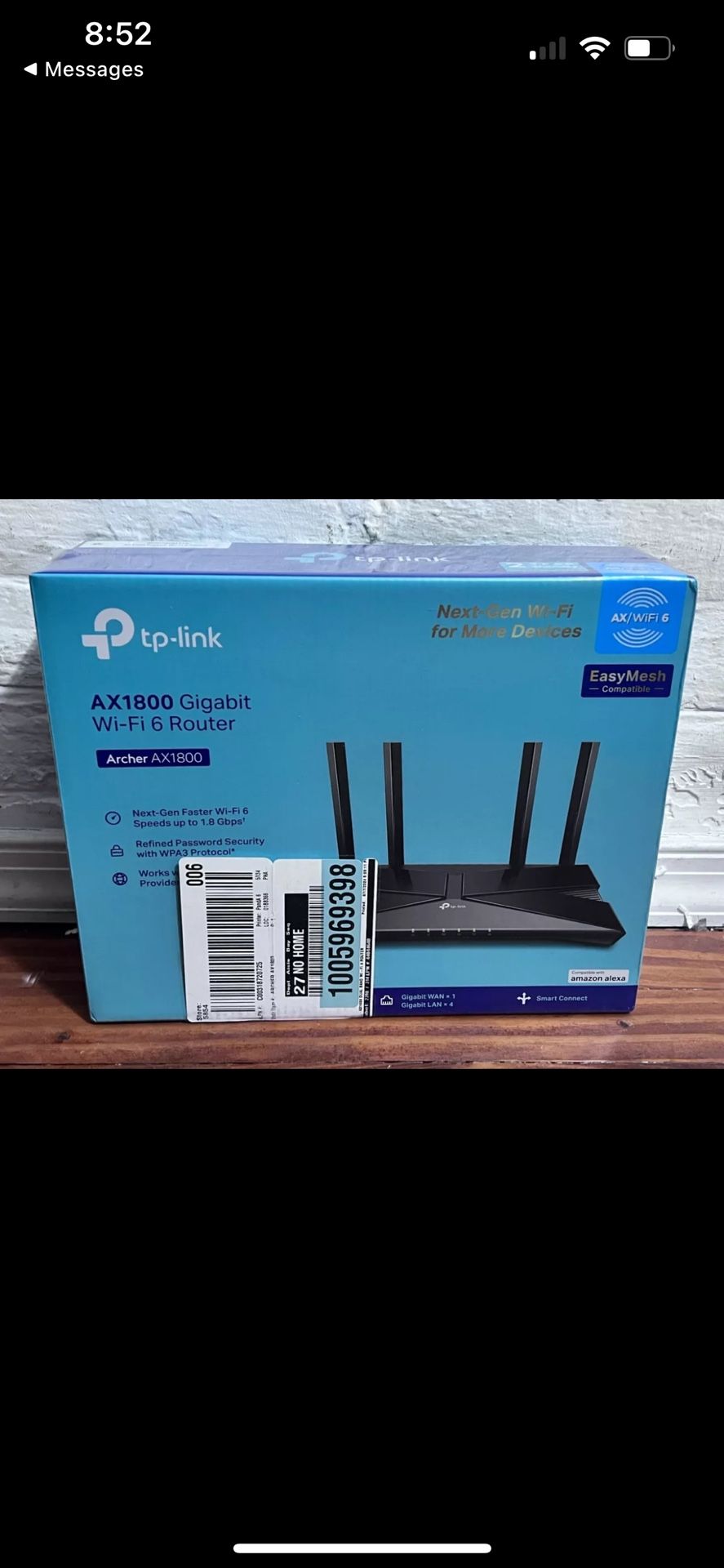 TP-LINK Archer AX1800 Dual Band Wi-Fi 6 Wireless Router Adapter - New ...