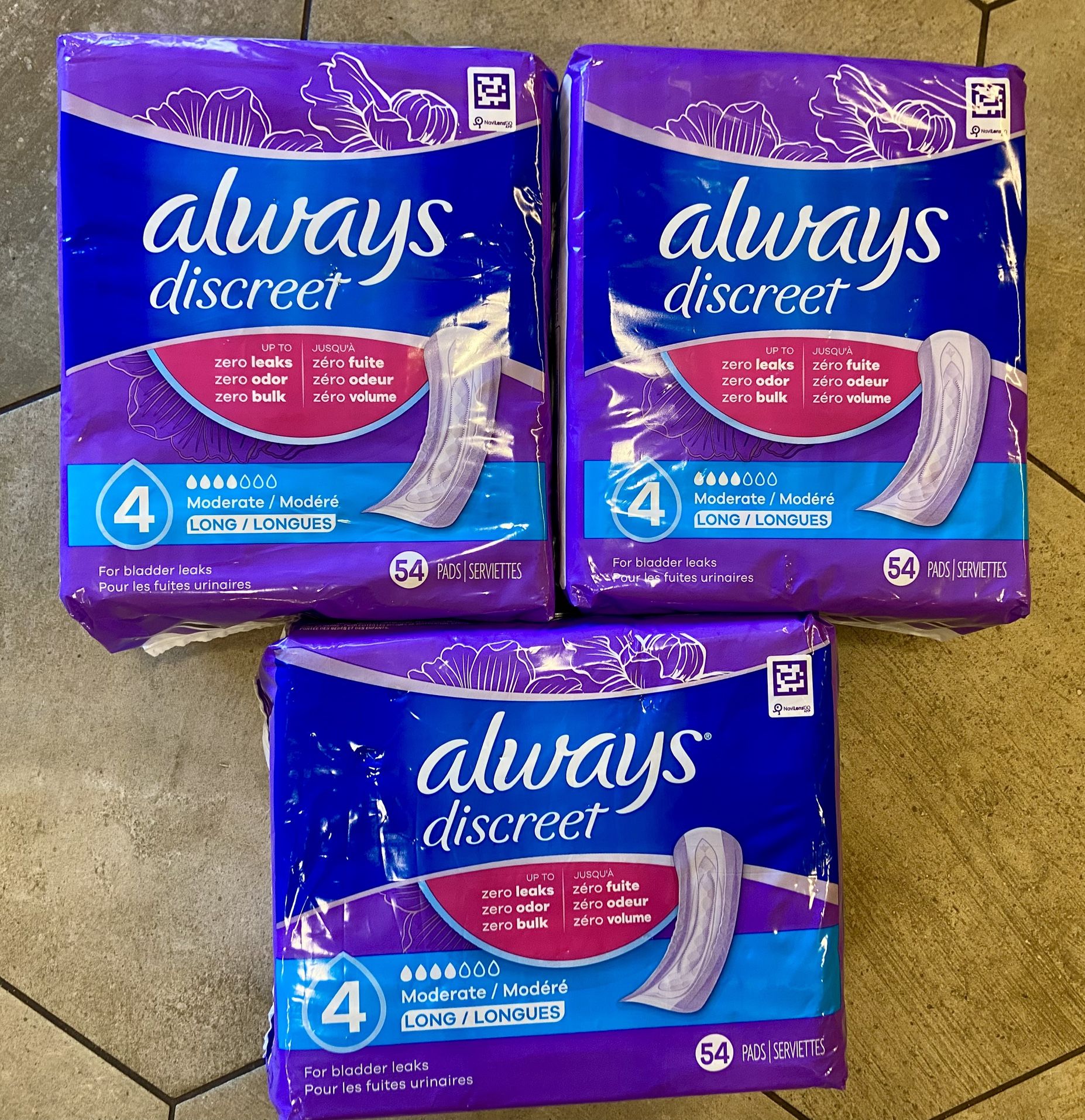 Always Discreet Adult Incontinence Pads for Women, Moderate Absorbency ...