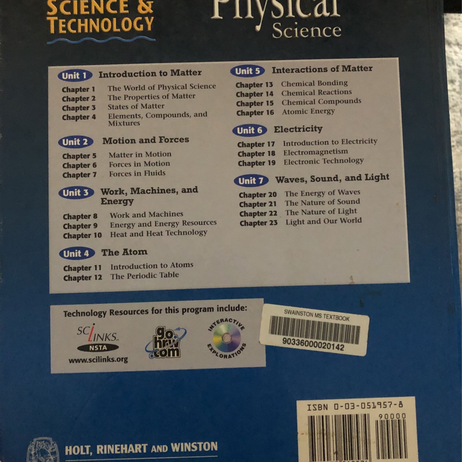 Physical Science Textbook Holt