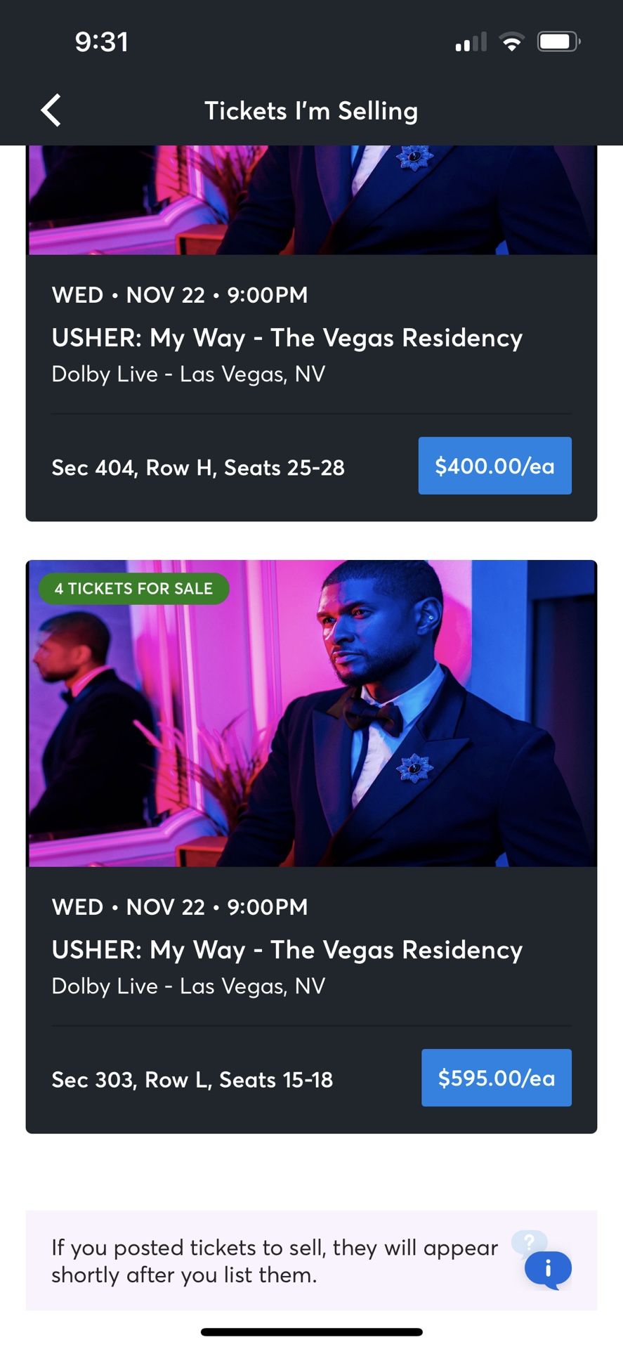 Usher Tickets 11/22 for Sale in Las Vegas, NV - OfferUp