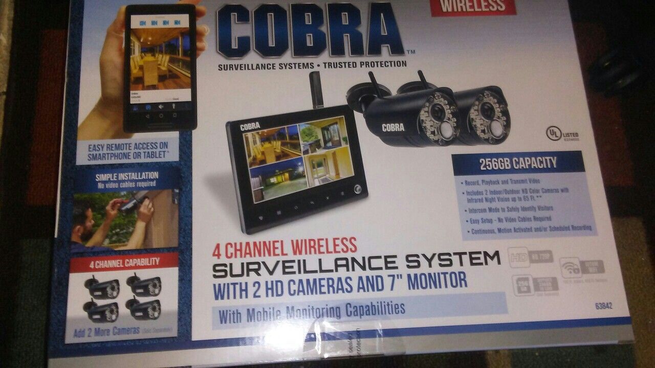 Brand new never been opened Cobra 4-channel wireless surveillance ...
