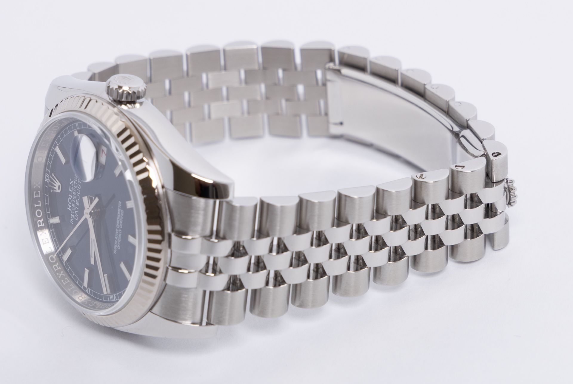 Rolex Datejust 36mm White Gold 18k Steel Blue Roulette Dial Fluted ...